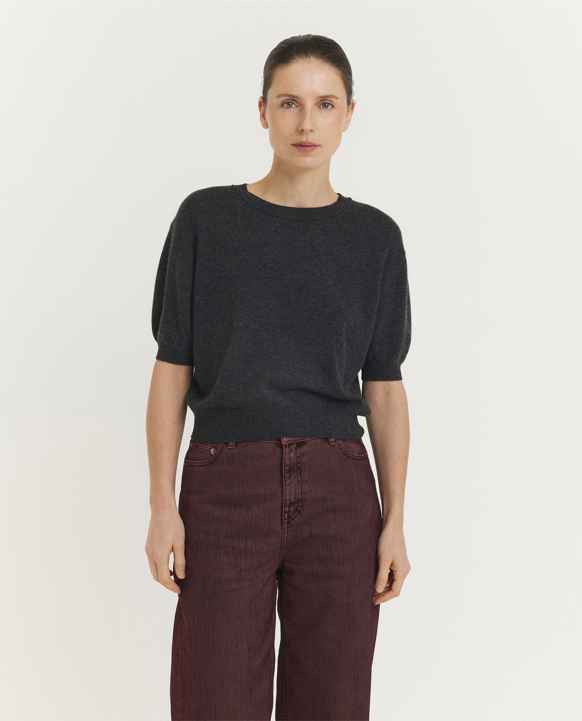 Cashmere Genevra T-Shirt - Donkergrijs – Pauw